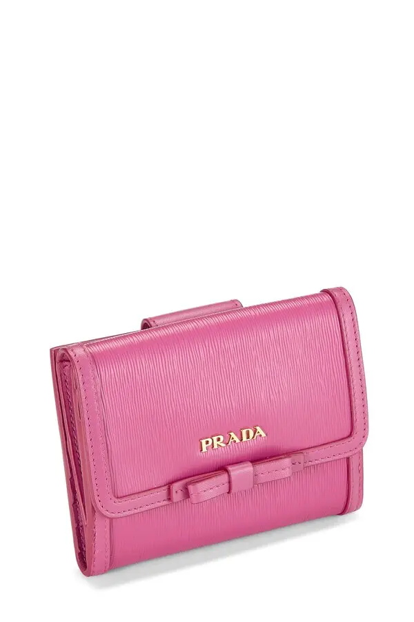 Prada Vitello Move Bow Compact Wallet