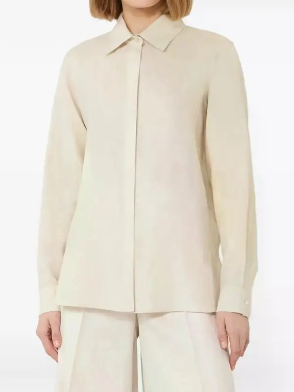 Max Mara Long-sleeve Linen Shirt - Neutrals