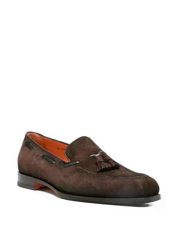 Santoni Tassel Detail Leather Loafers - Brown