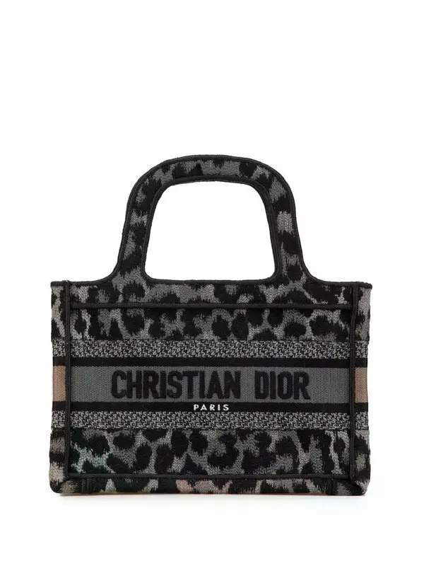 Dior 2021 Mizza Mini Embroidered Leopard Book Tote Handbag