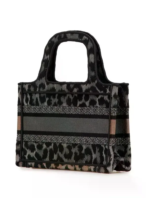 Dior 2021 Mizza Mini Embroidered Leopard Book Tote Handbag