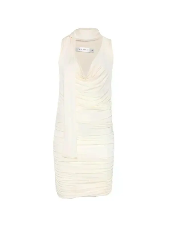 AYA MUSE Draped-neckline Midi Dress