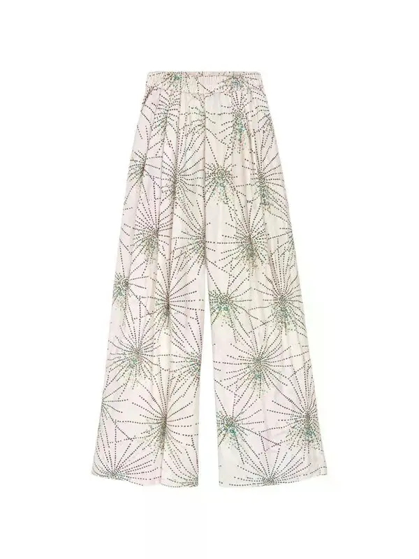 PSOPHIA Patterned-detail Palazzo Trousers - Neutrals