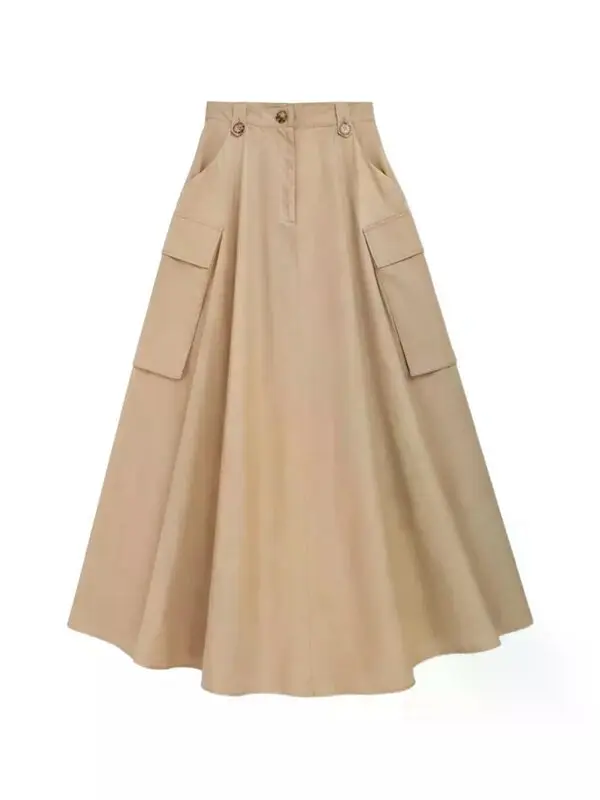 PSOPHIA Cargo-pocket Midi Skirt - Neutrals