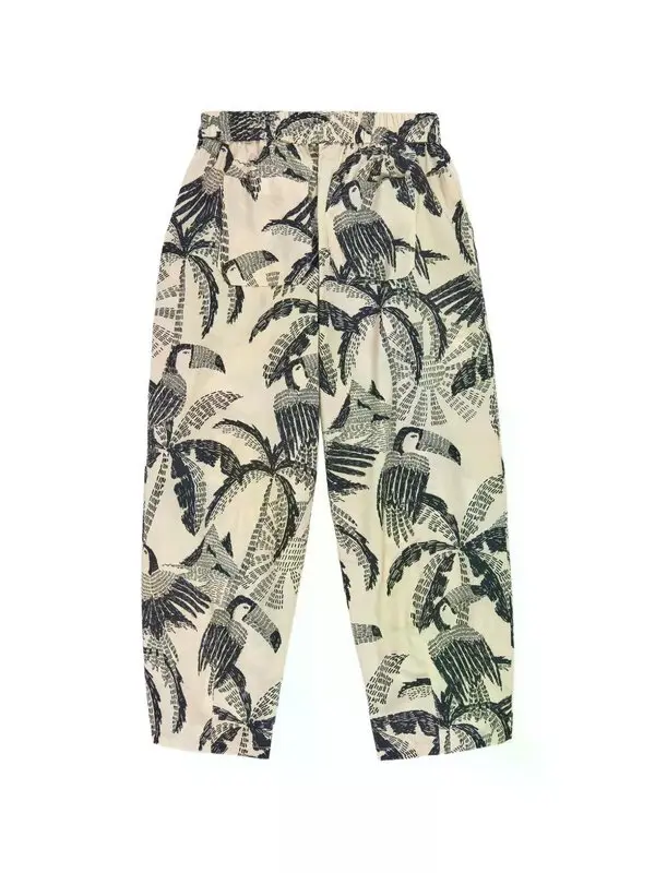 PSOPHIA Botanical-print Trousers - Neutrals
