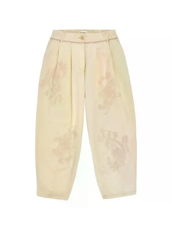 PSOPHIA Floral-embroidered Trousers - Neutrals