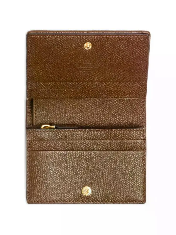 Valentino Garavani Vlogo Signature Wallet In Denim With Floral Embroidery - Blue