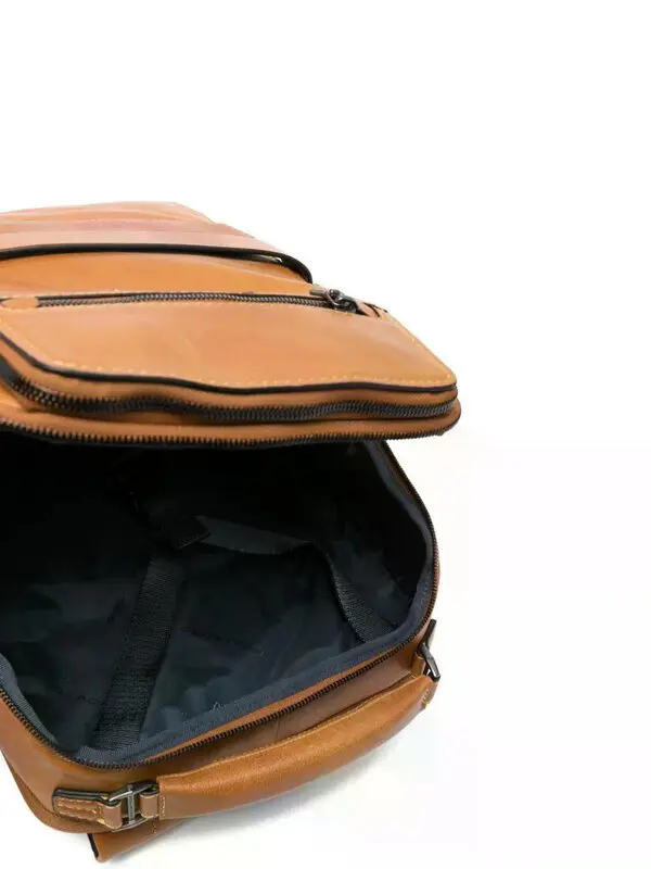 PIQUADRO Multi-pocket Leather Backpack