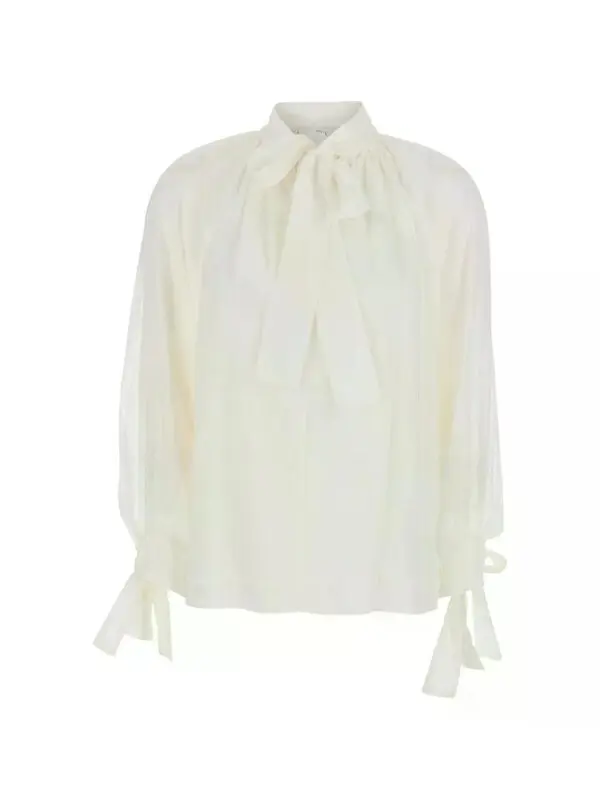 TELA Bow-detail Cotton Blouse - Neutrals