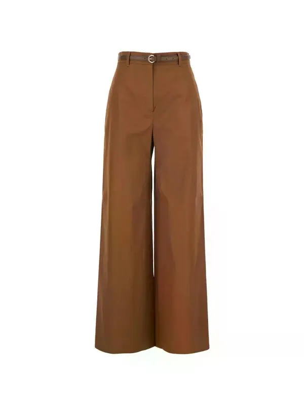 Max Mara Belted Wide Leg Cotton Trousers - Brown