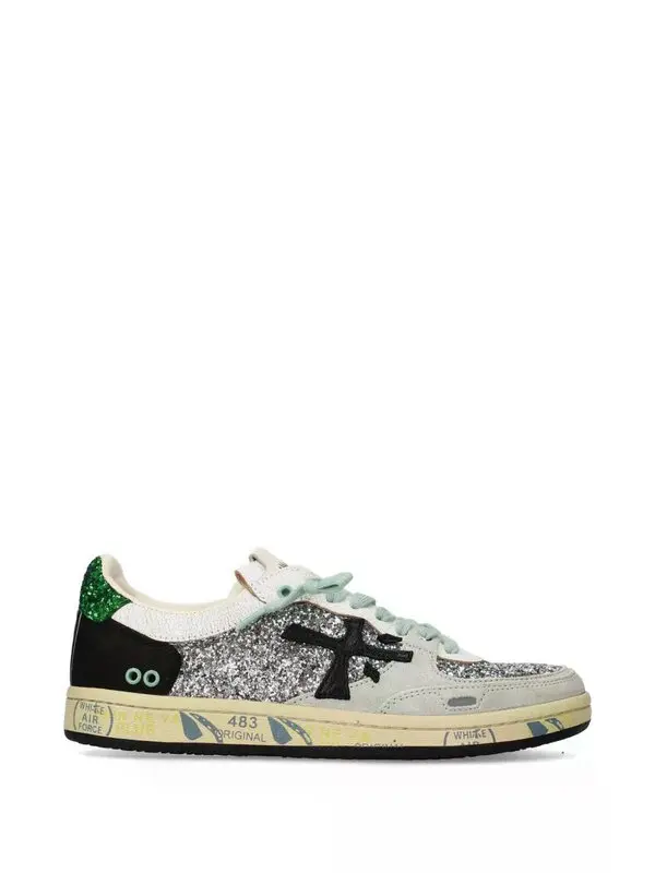 Premiata Grey Glitter Embellished Lace-up Sneakers
