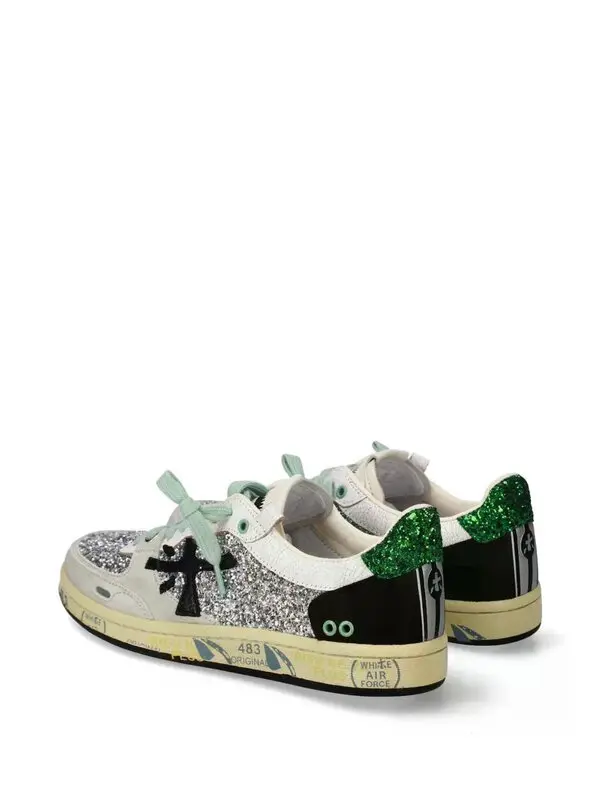 Premiata Grey Glitter Embellished Lace-up Sneakers