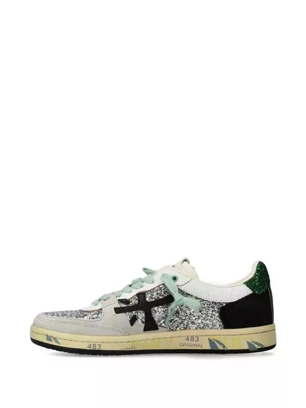 Premiata Grey Glitter Embellished Lace-up Sneakers