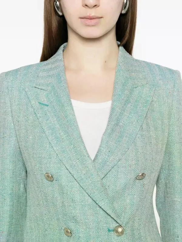 Tagliatore Herringbone Double-breasted Jacket - Blue