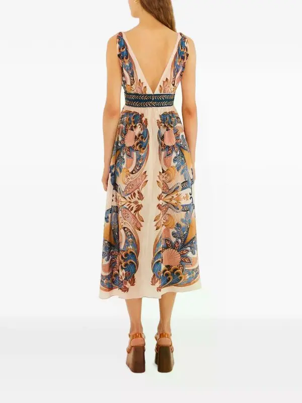 Farm Rio Soft Pink Garden Print Midi Dress