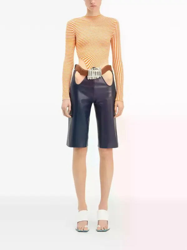JEAN PAUL GAULTIER Striped Asymmetric Bodysuit - Orange