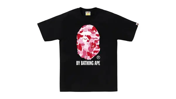 A BATHING APE Abc Camo Bathing Ape Tee Shirt - Black/pink