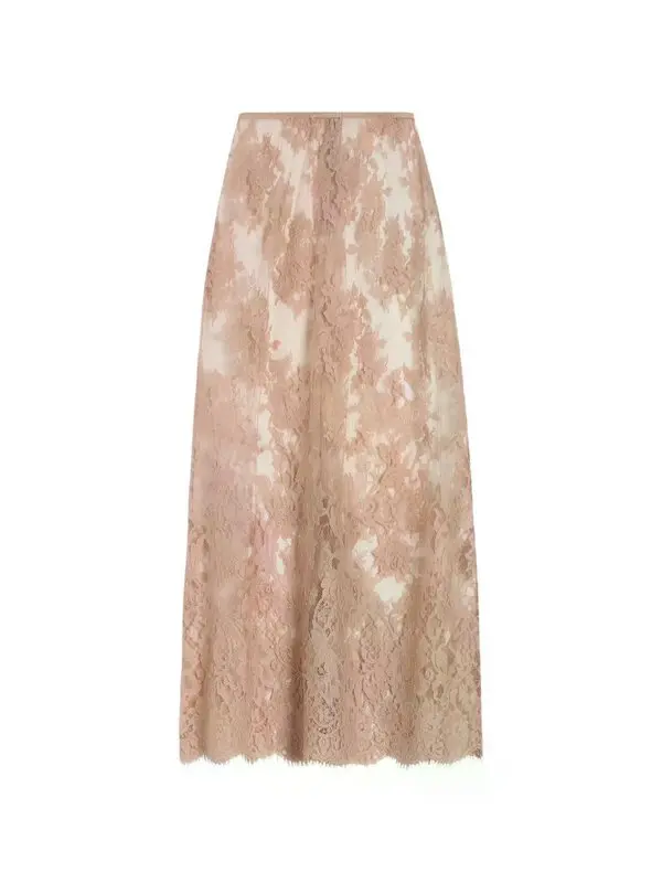Dolce & Gabbana Chantilly Lace Midi Skirt - Pink