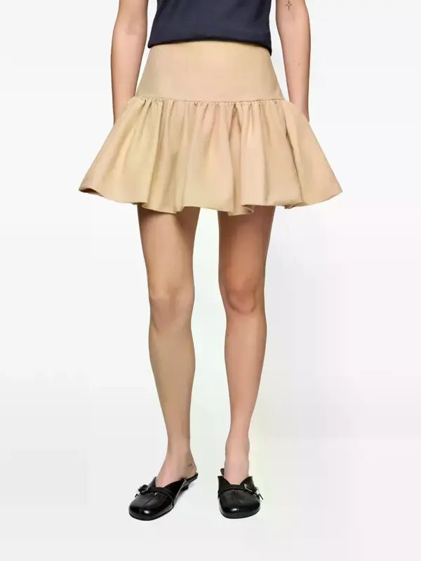 GANNI Gathered Bubble-hem Mini Skirt - Neutrals