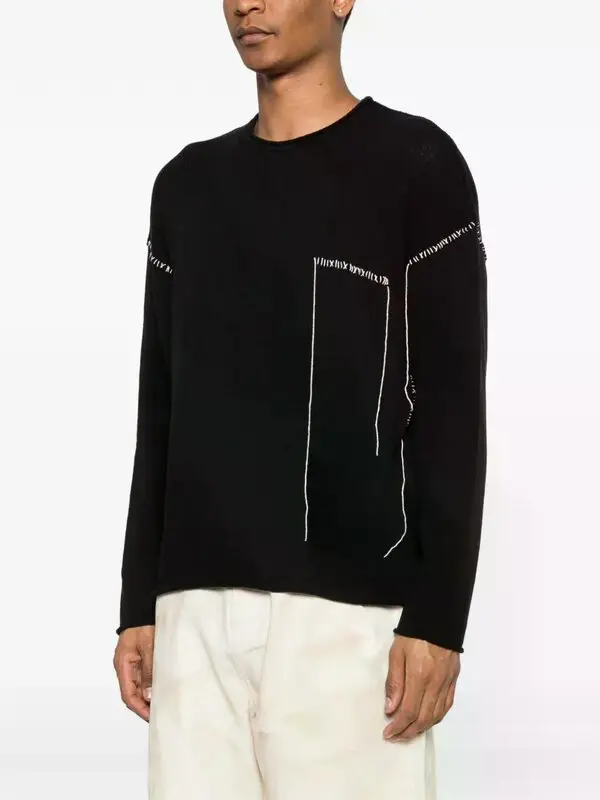 Isabel Benenato Stitched Crew-neck Sweater