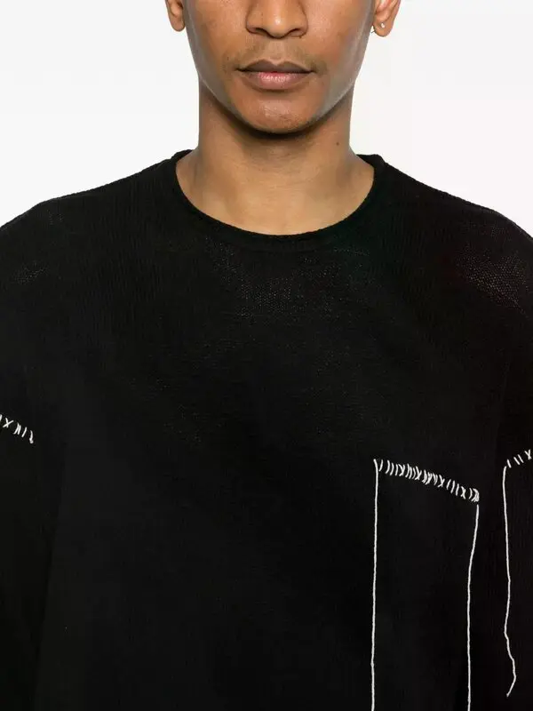 Isabel Benenato Stitched Crew-neck Sweater