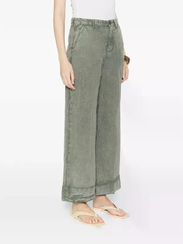 WHITE SAND Cuffed Linen Trousers - Grey