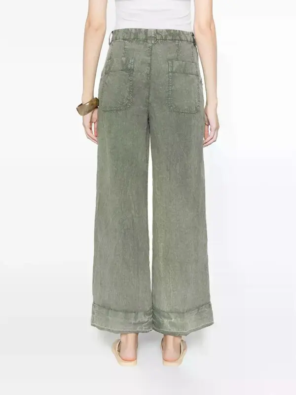 WHITE SAND Cuffed Linen Trousers - Grey