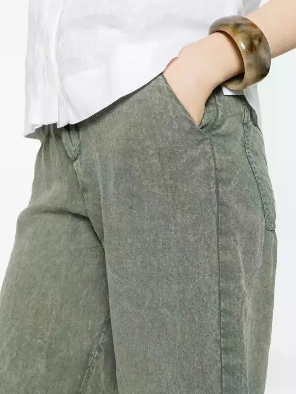 WHITE SAND Cuffed Linen Trousers - Grey
