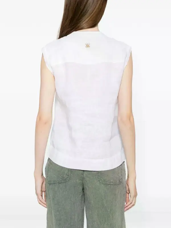 TRAME AUREE Linen V-neck Shirt