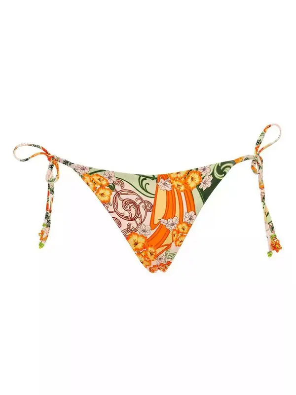 Agua Bendita Melinda Floral-print Tie-side Bikini Bottom - Green