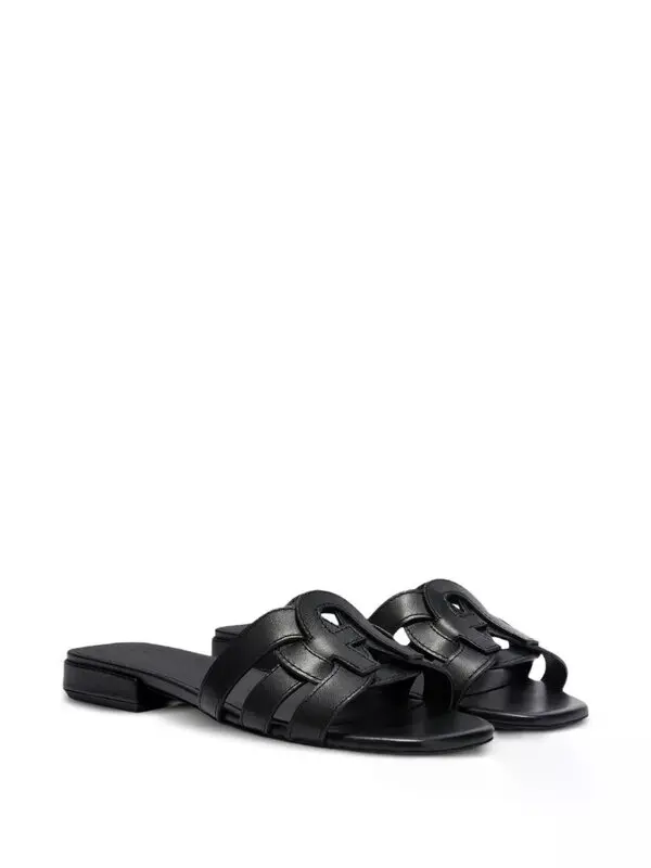 Furla Leather Flat Sandals - Black