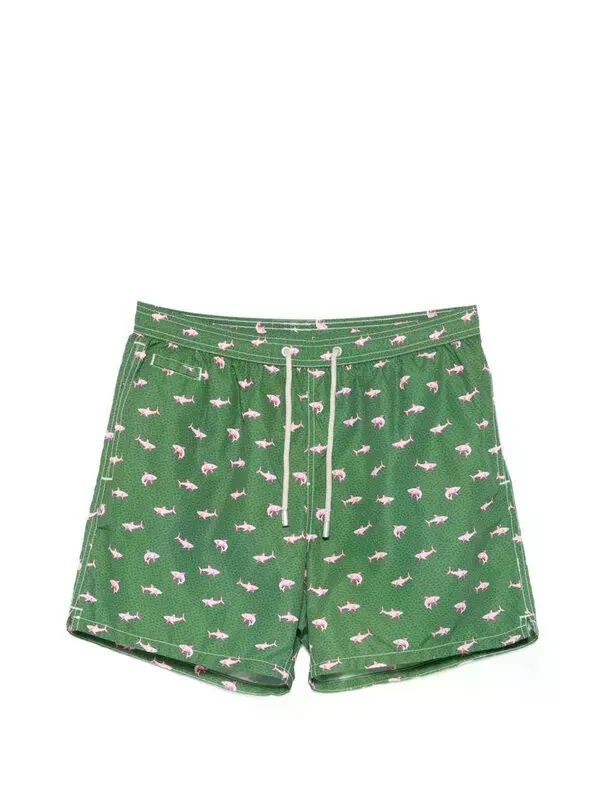 MC2 SAINT BARTH Shark Print Swim Shorts - Green