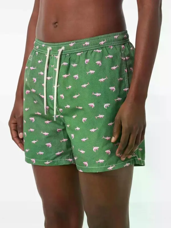MC2 SAINT BARTH Shark Print Swim Shorts - Green