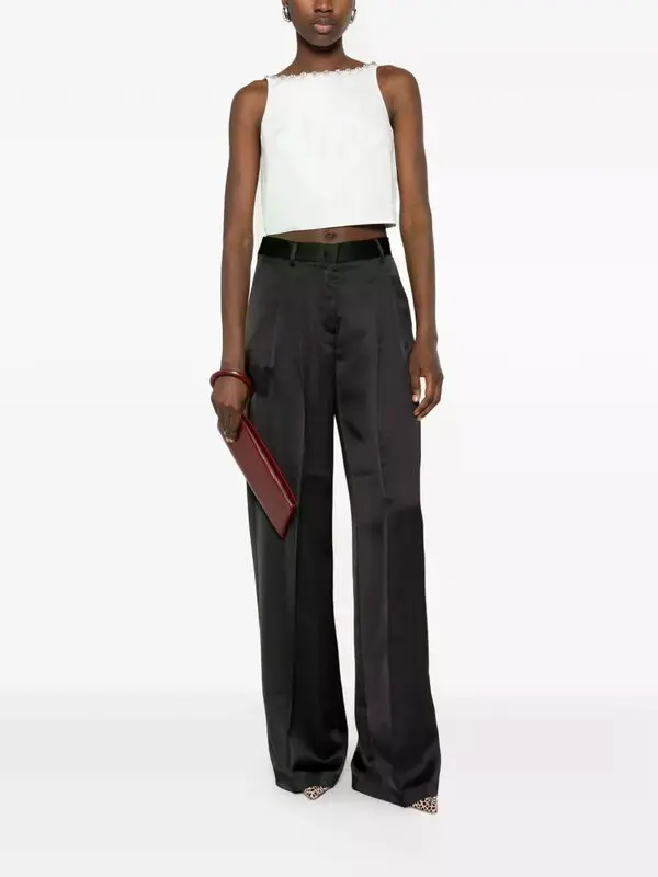 Maje Jewelled Collar Taffeta Crop Top
