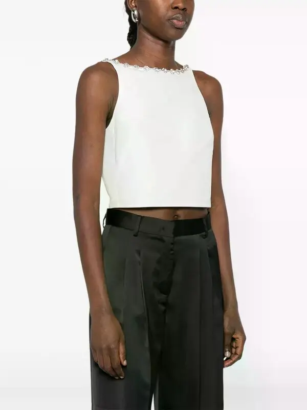 Maje Jewelled Collar Taffeta Crop Top