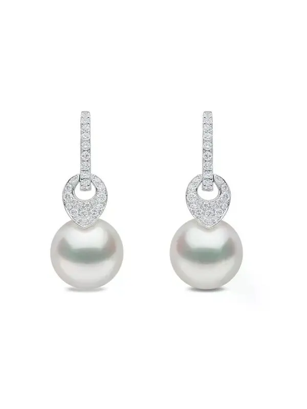 Yoko London 18k White Gold Pearl And Diamond Jazz Earrings - Silver