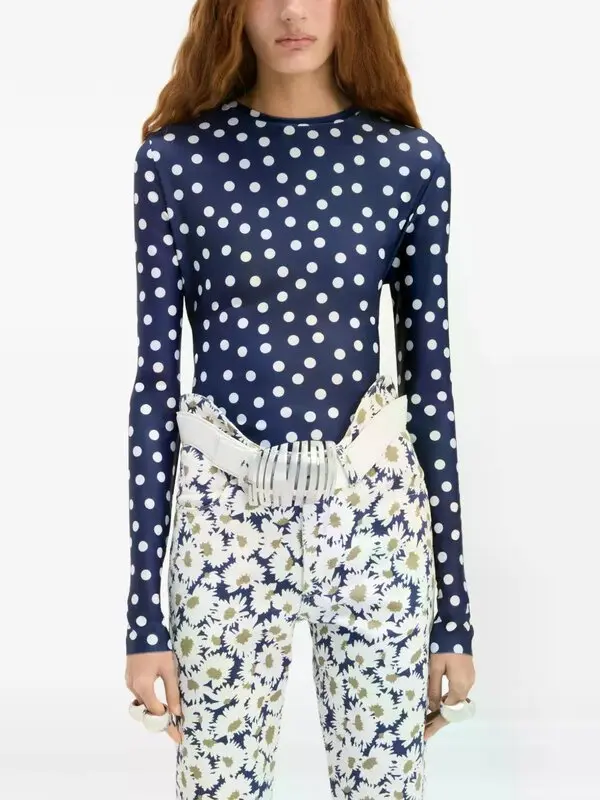 JEAN PAUL GAULTIER Polka Dot Long Sleeve Top - Blue