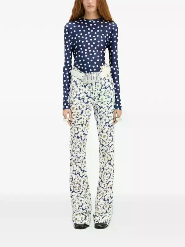 JEAN PAUL GAULTIER Polka Dot Long Sleeve Top - Blue