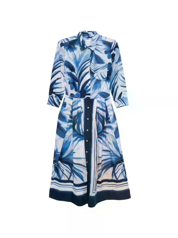 SARA ROKA Floral Print Shirt Dress