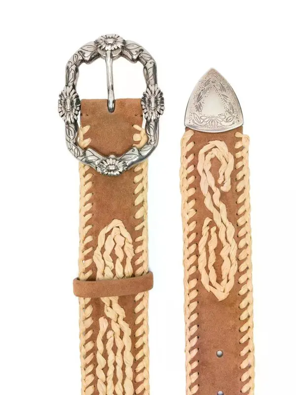 Ermanno Scervino Flower Buckle Woven Belt