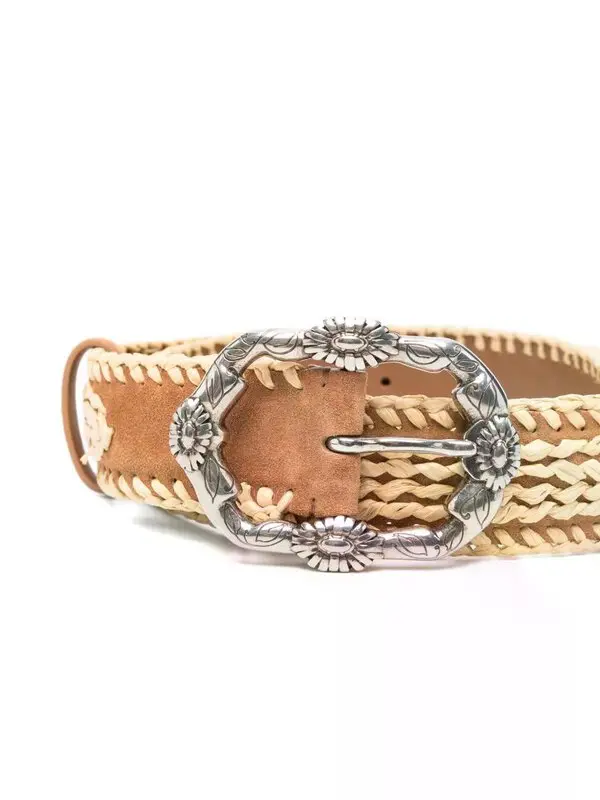 Ermanno Scervino Flower Buckle Woven Belt