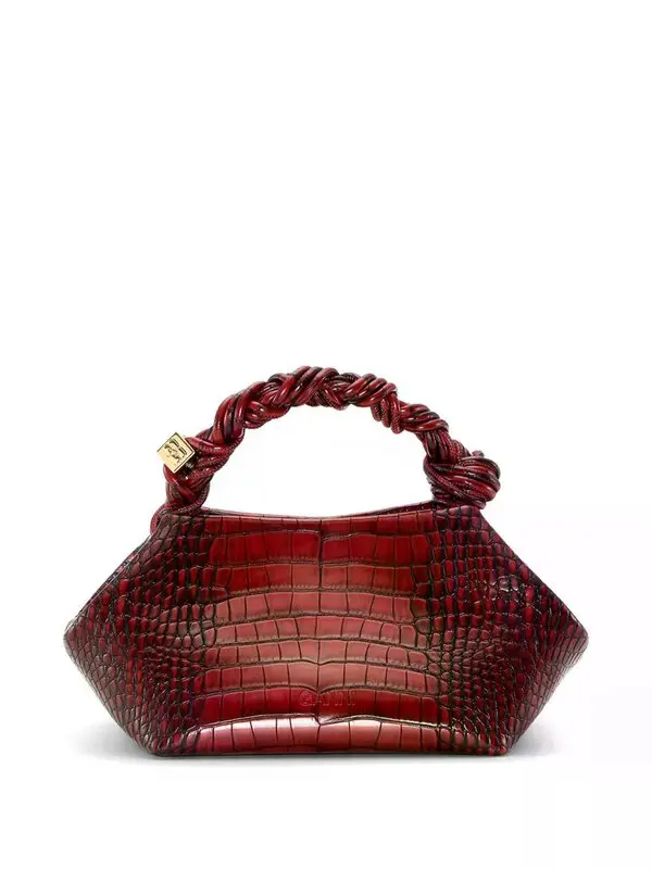 GANNI Small Croco Tote Bag - Red