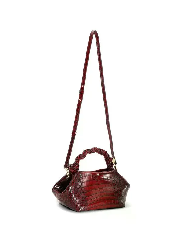 GANNI Small Croco Tote Bag - Red