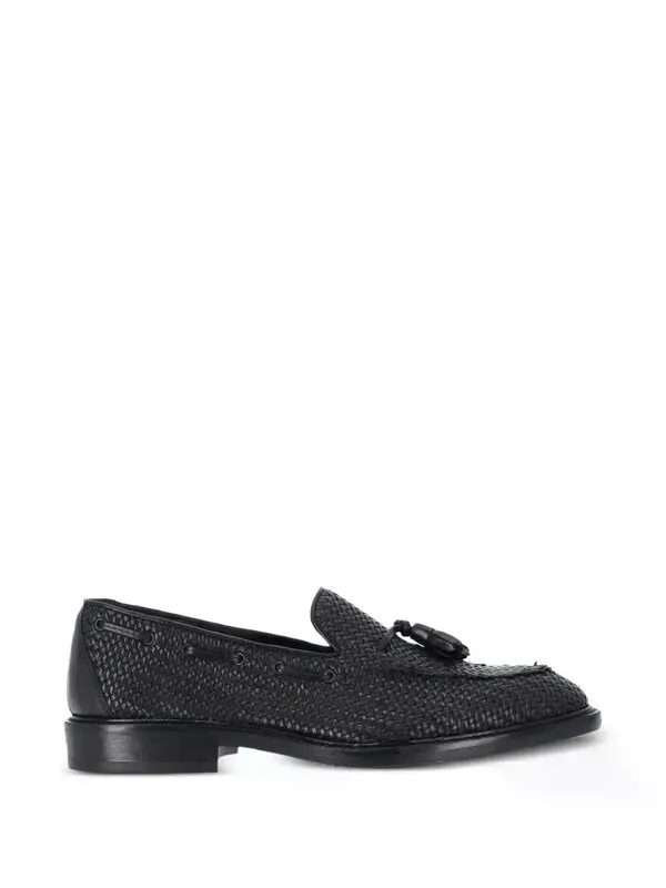 ALEXANDER HOTTO Woven Tassel Loafers - Black