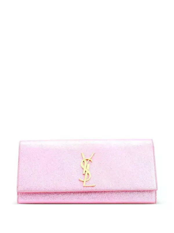 Saint Laurent Classic Monogram Metallic Long Clutch - Pink