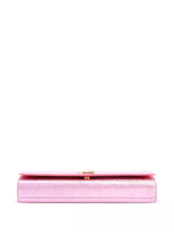 Saint Laurent Classic Monogram Metallic Long Clutch - Pink