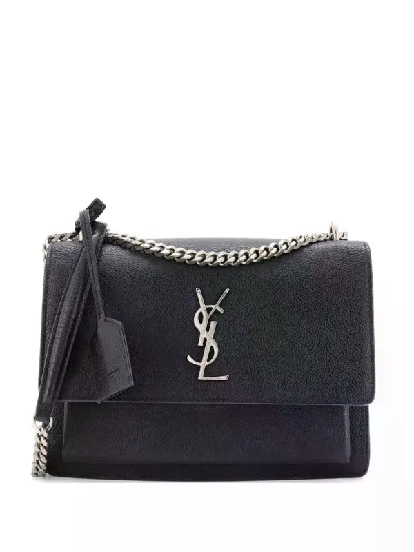 Saint Laurent Sunset Leather Medium Crossbody Bag - Black