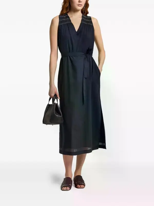 Peserico V-neck Belted Midi Dress
