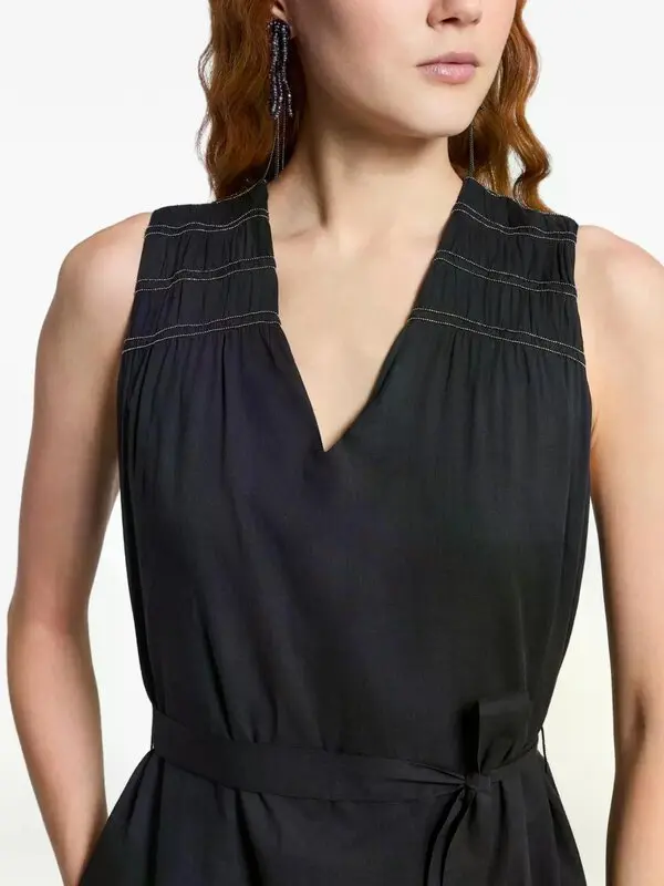Peserico V-neck Belted Midi Dress