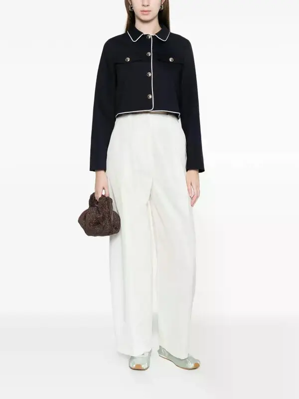 Maje Cropped Buttoned Jacket - Blue